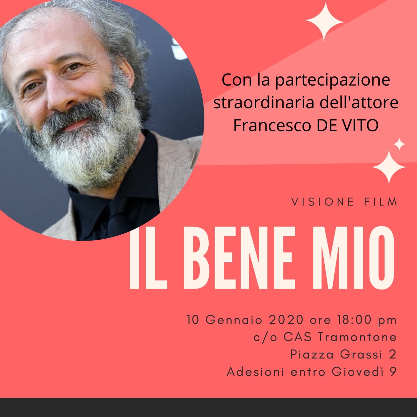 Taranto - L’attore Francesco De Vito incontra gli anziani del CAS di ...